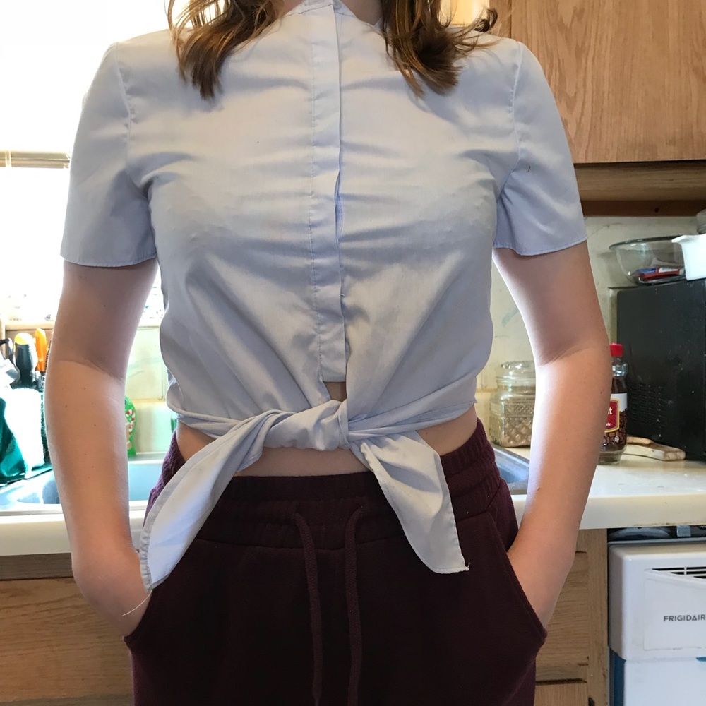 Off White Urban Outfitters Crop Tie Knot Top - Gem